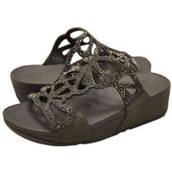 Fitflop | Shoes | Fitflop Bumble Crystal Black Slides 7 75 Sandal ...